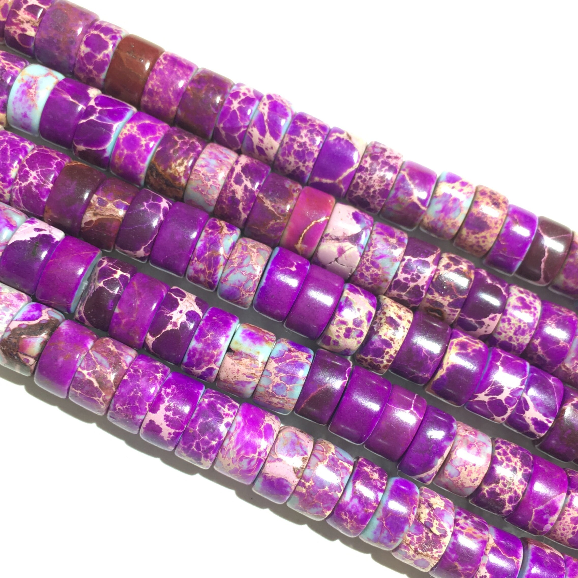 Natural Polished Purple Imperial Jasper Beads 4x6mm Rondelle Loose ...