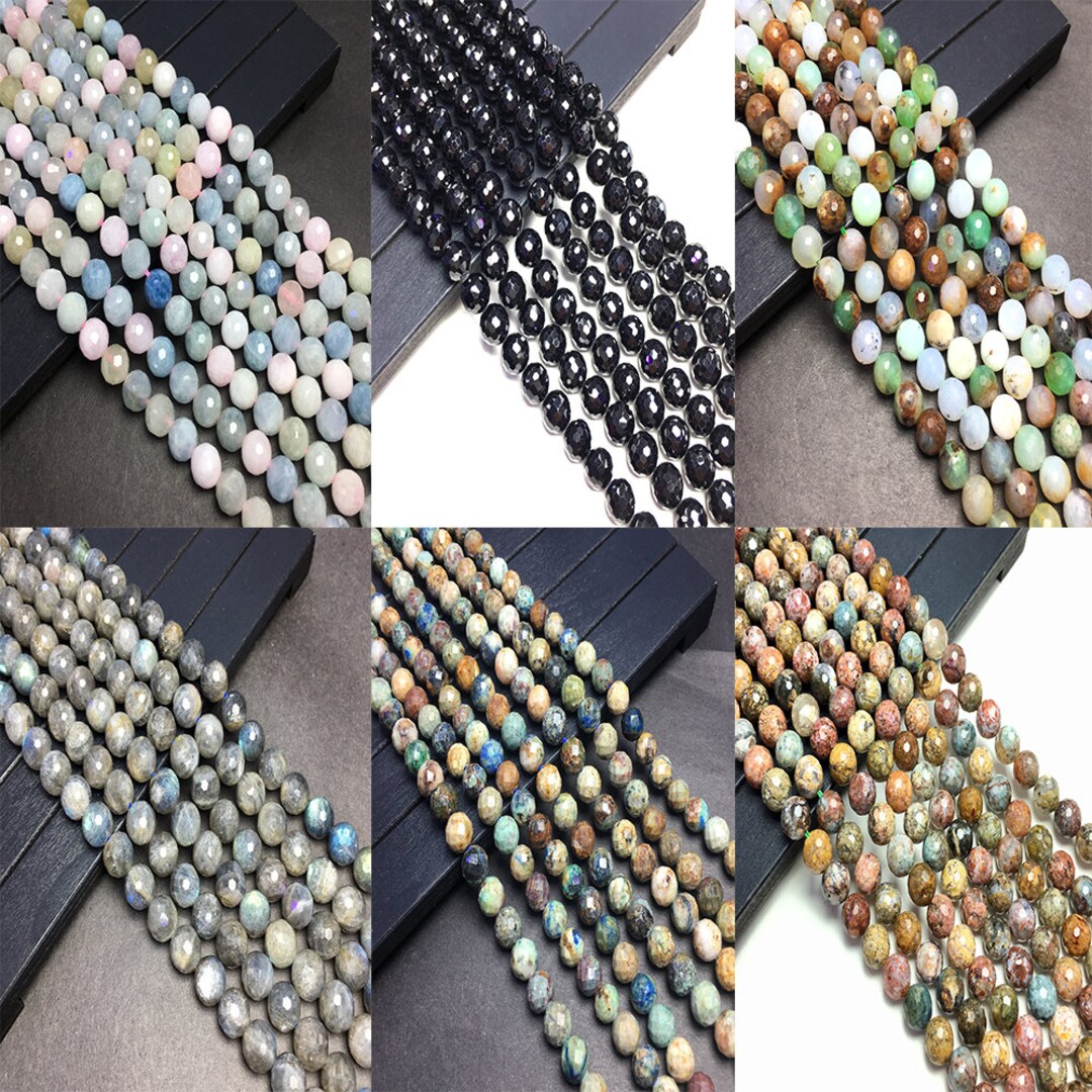 Natural Stone Bead 6mm 8mm 10mm Round Faceted Gemstone Bead for DIY ...