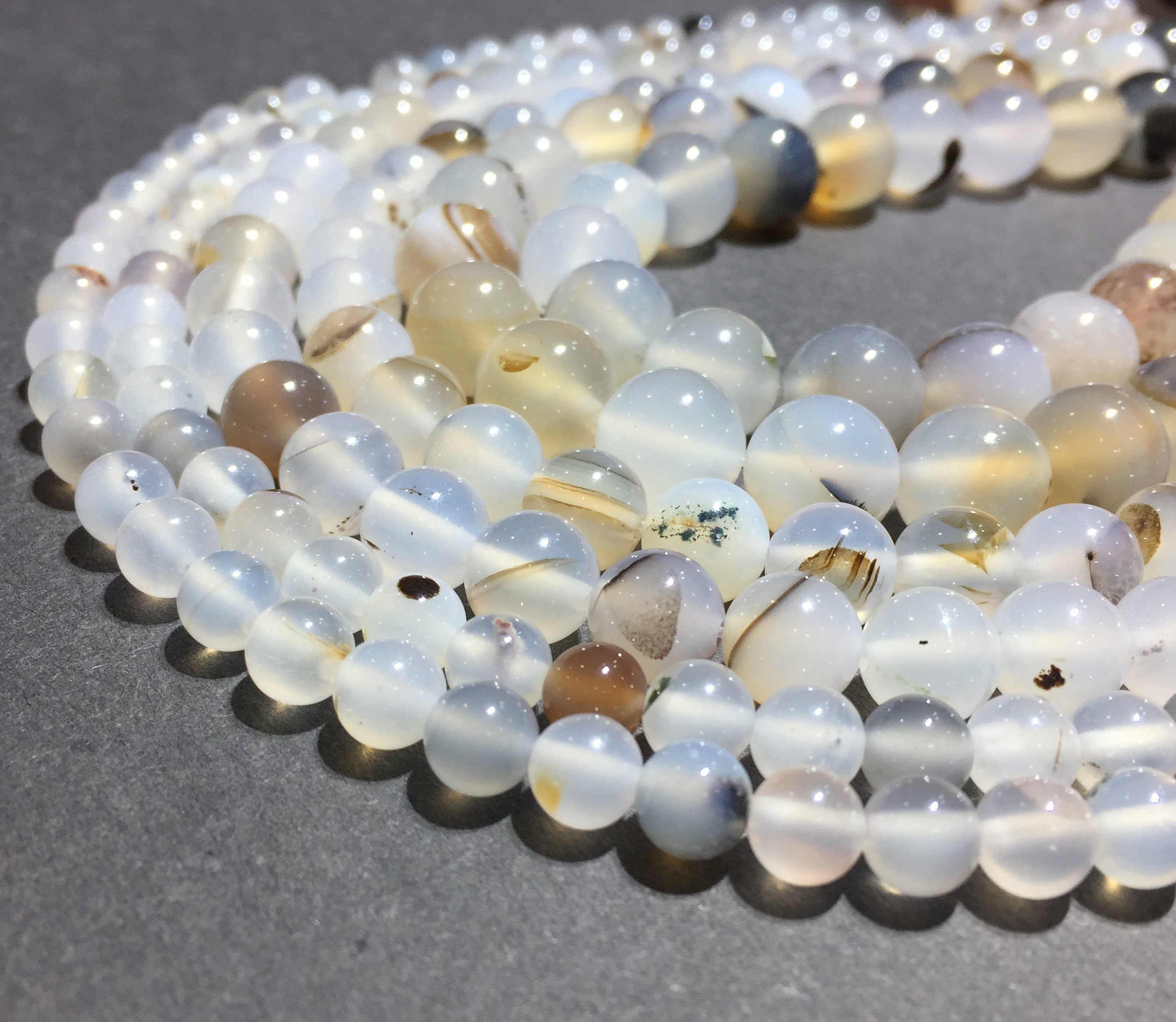 Natural White Agate beads Polished 4mm 6mm 8mm 10mm Round | Etsy