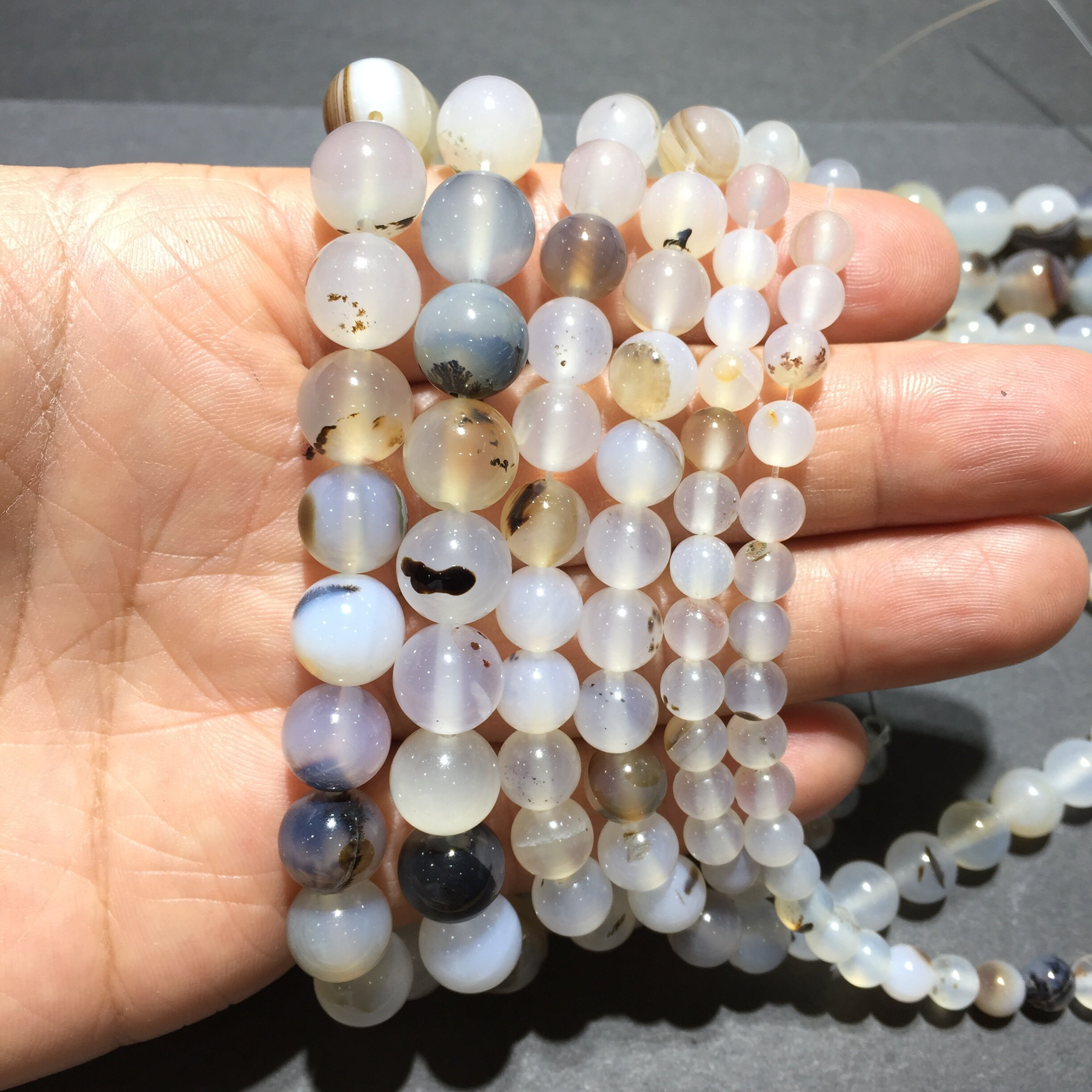 Natural White Agate beads Polished 4mm 6mm 8mm 10mm Round | Etsy