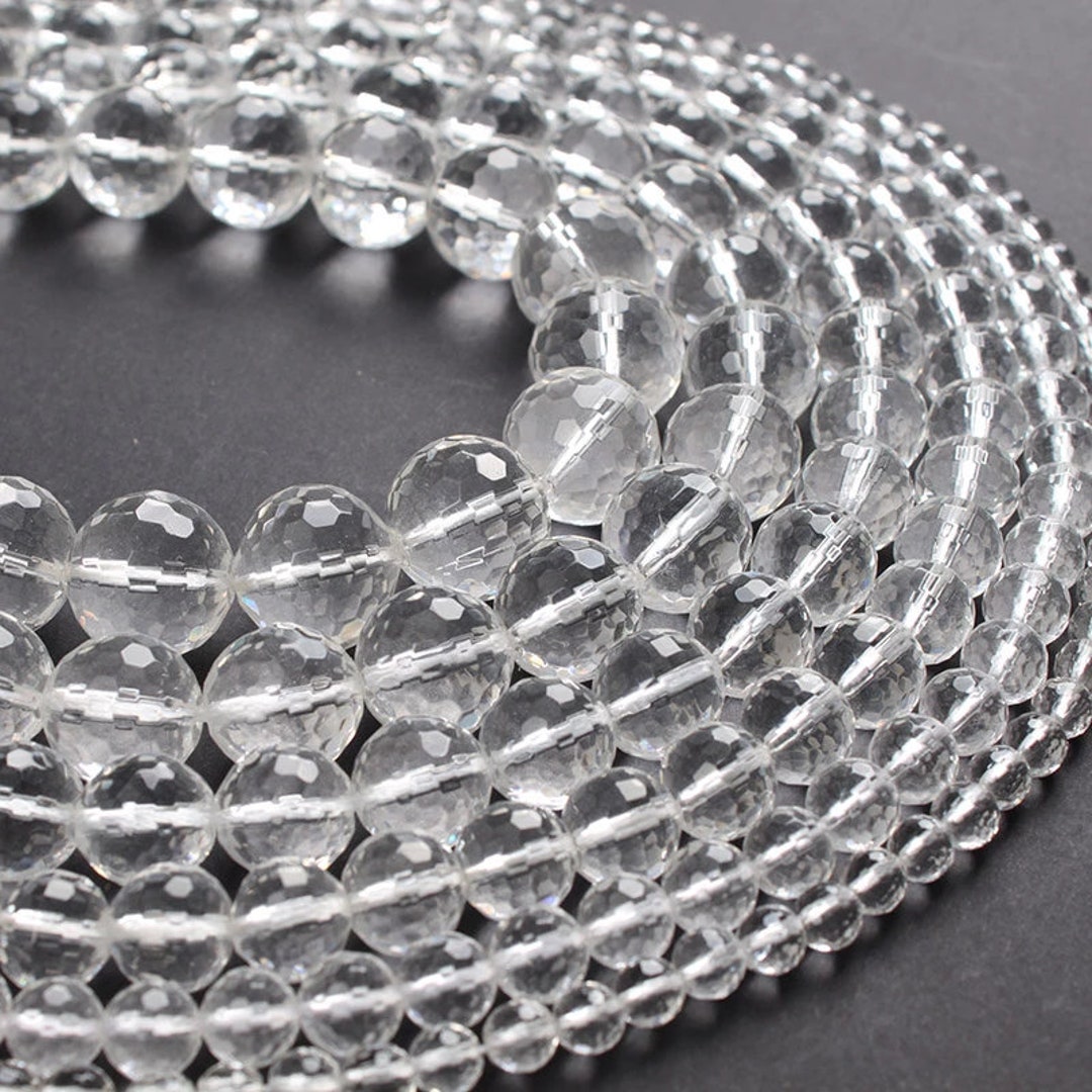 Natural Faceted Clear Quartz Beads 4mm 6mm 8mm 10mm Round Loose ...