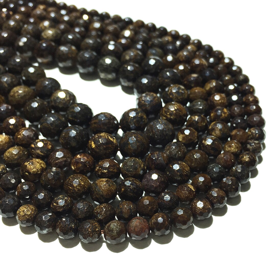 Natural Faceted Bronzite Beads 4mm 6mm 8mm 10mm Round Loose Gemstone ...