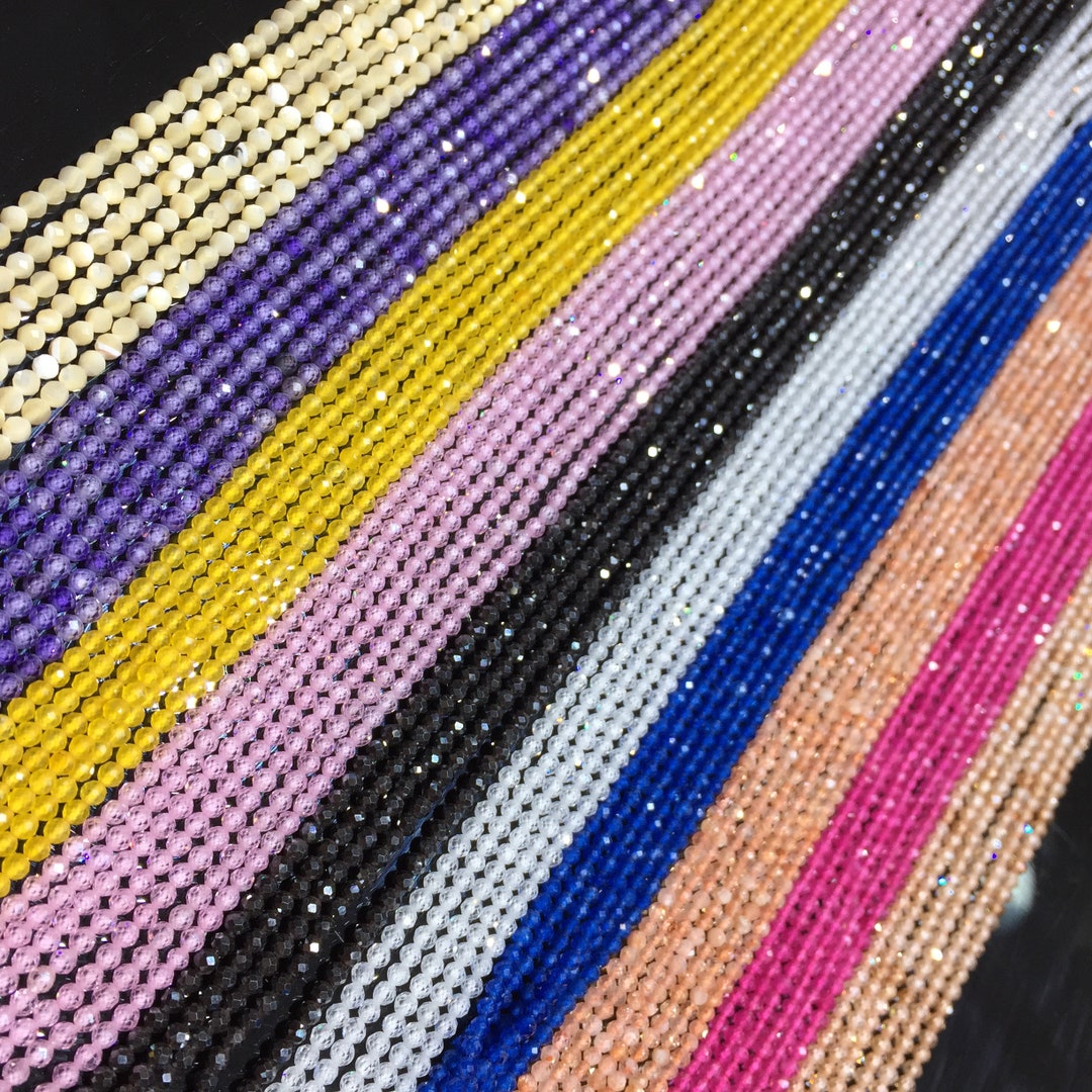 Cubic Zirconia Beads 2mm CZ Beads Faceted Round Loose Small Spacer ...