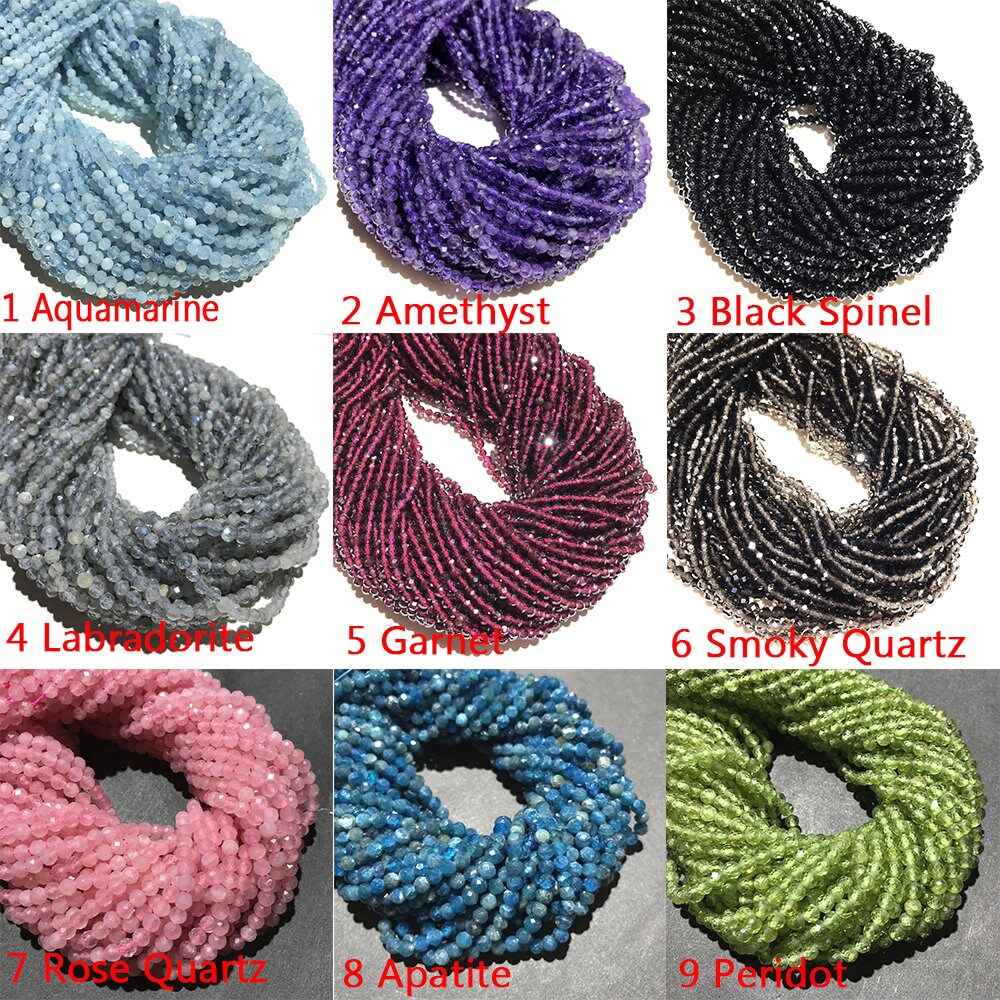 Natural Gemstone Beads 2mm 3mm 4mm Faceted Round Loose - Etsy