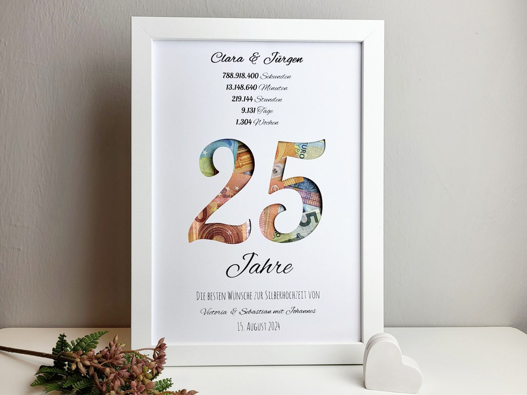 Geldgeschenk Zur Silberhochzeit 25 Jahre Countdown Personalisiertes ...