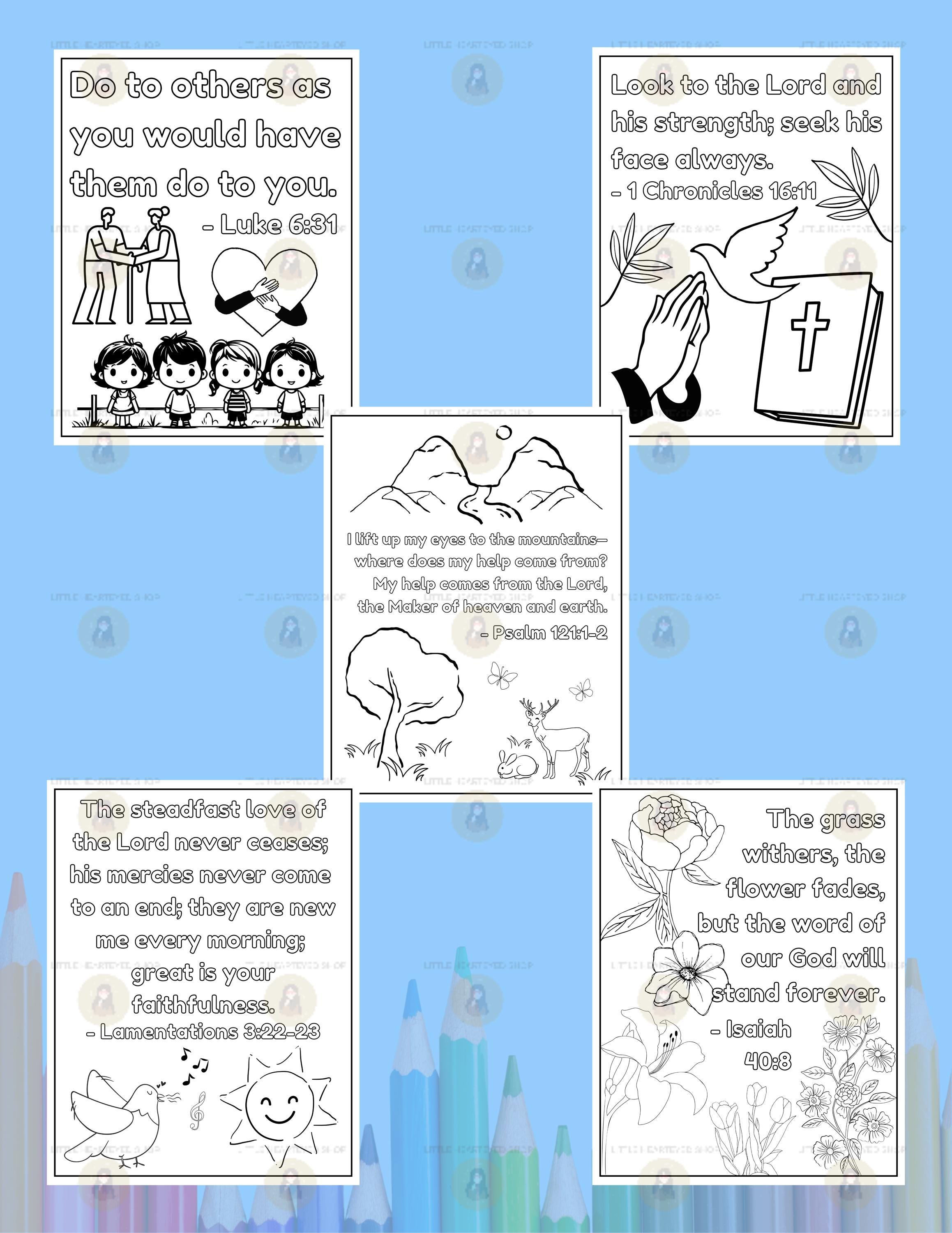 Christian Bible Verse Scripture Coloring Pages for Kids, Digital ...