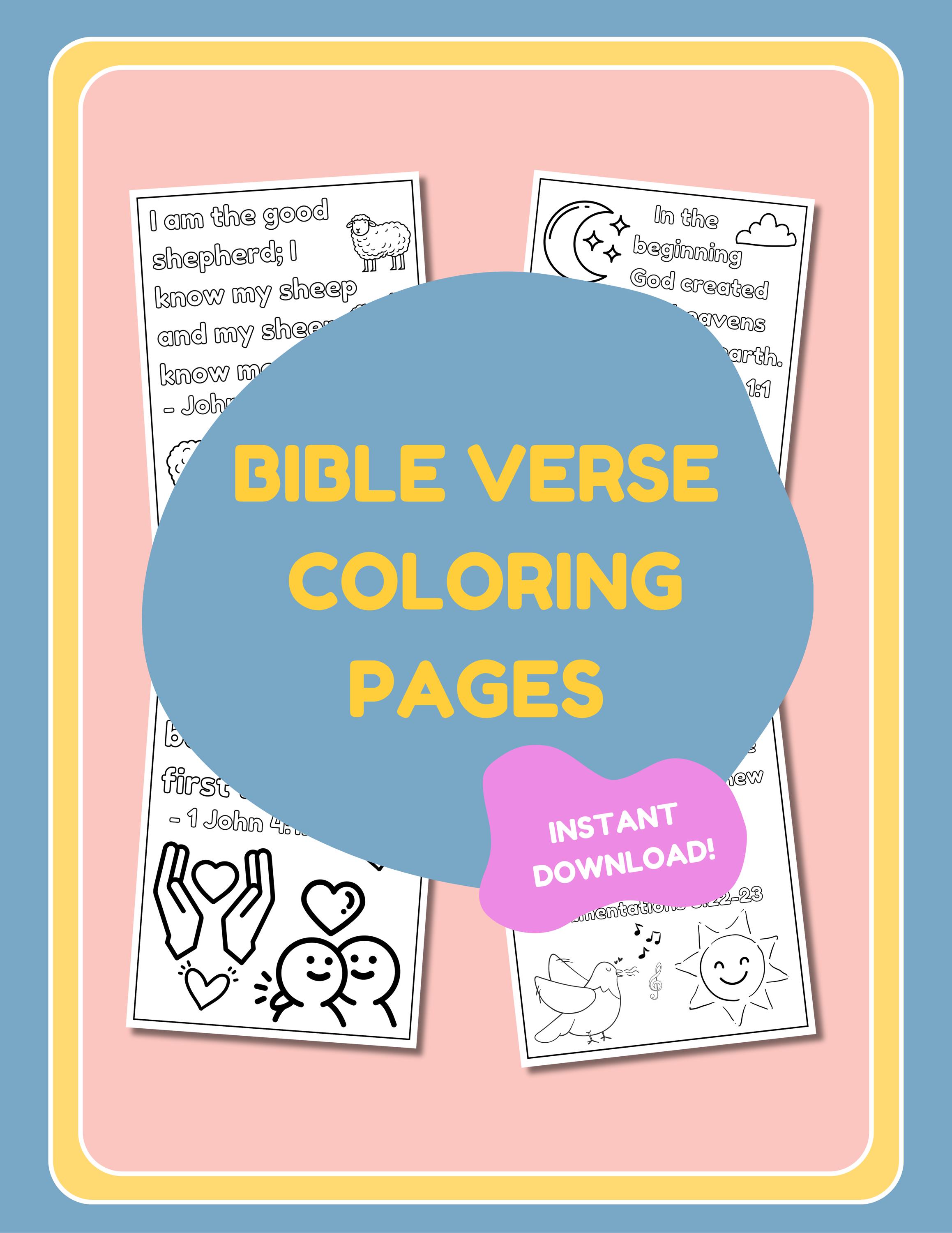 Christian Bible Verse Scripture Coloring Pages for Kids, Digital ...