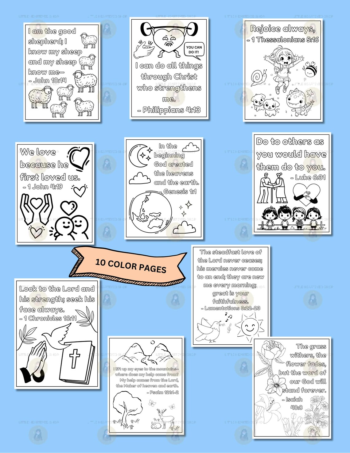 Christian Bible Verse Scripture Coloring Pages for Kids, Digital ...