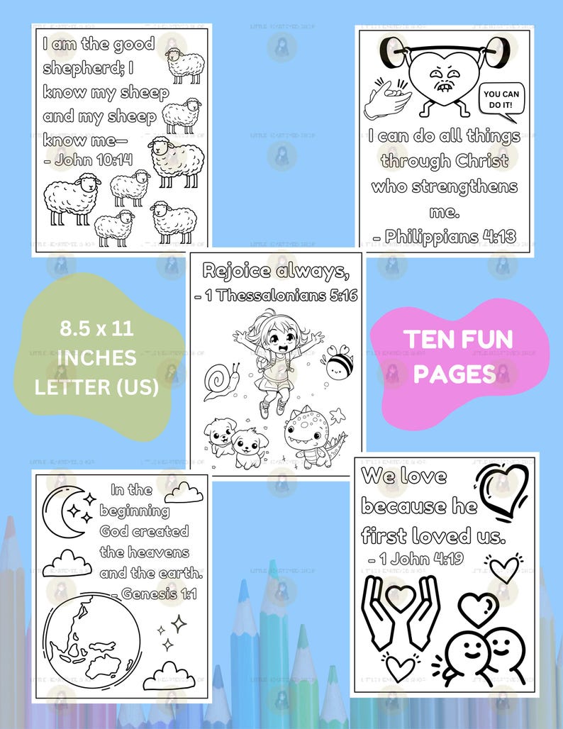 Christian Bible Verse Scripture Coloring Pages for Kids, Digital ...