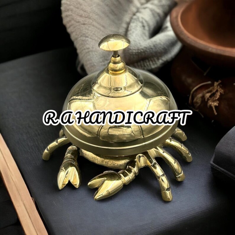 Antique Finish Brass Desk Bell Crab Desk Bell Table Top Office Bell ...