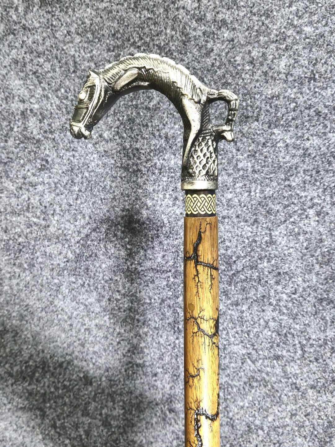 Black Antique Horse Head Walking Cane - Victorian Brass Handle, 38 ...