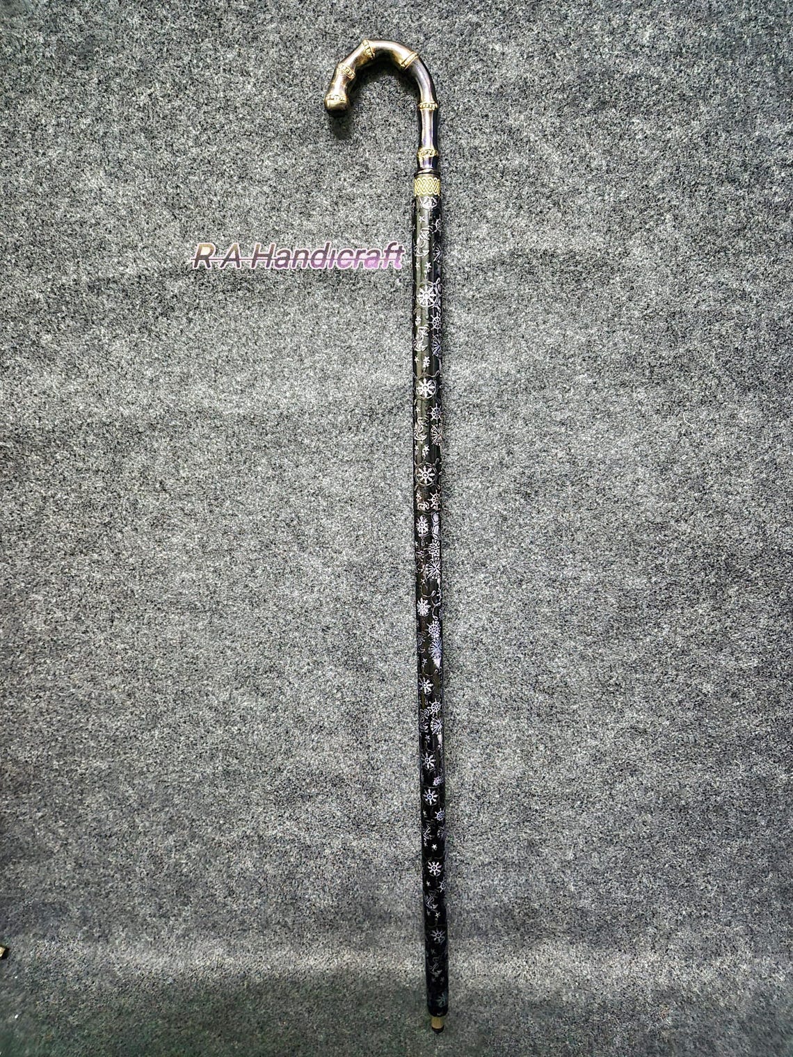 Brass Handle Walking Cane - Wooden Walking Cane for Men & Women- Wood ...