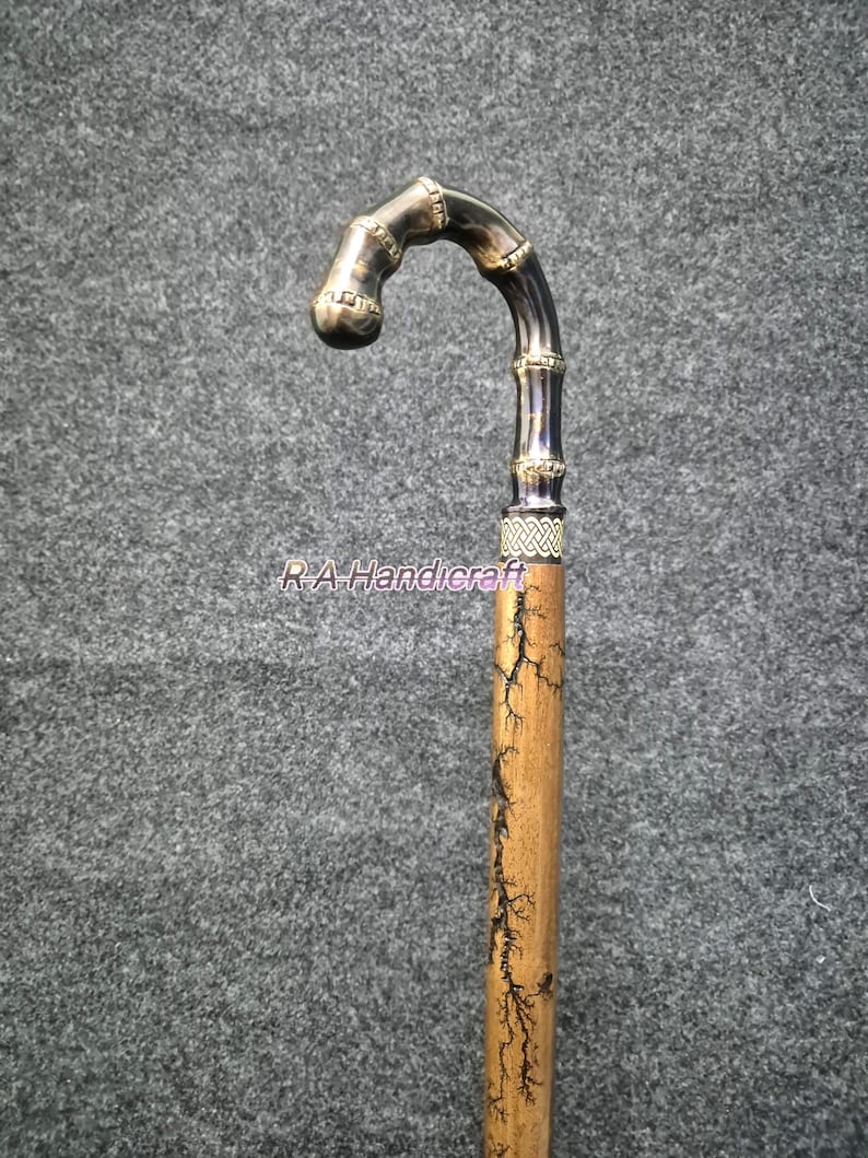 Brass Handle Walking Cane - Wooden Walking Cane for Men & Women- Wood ...