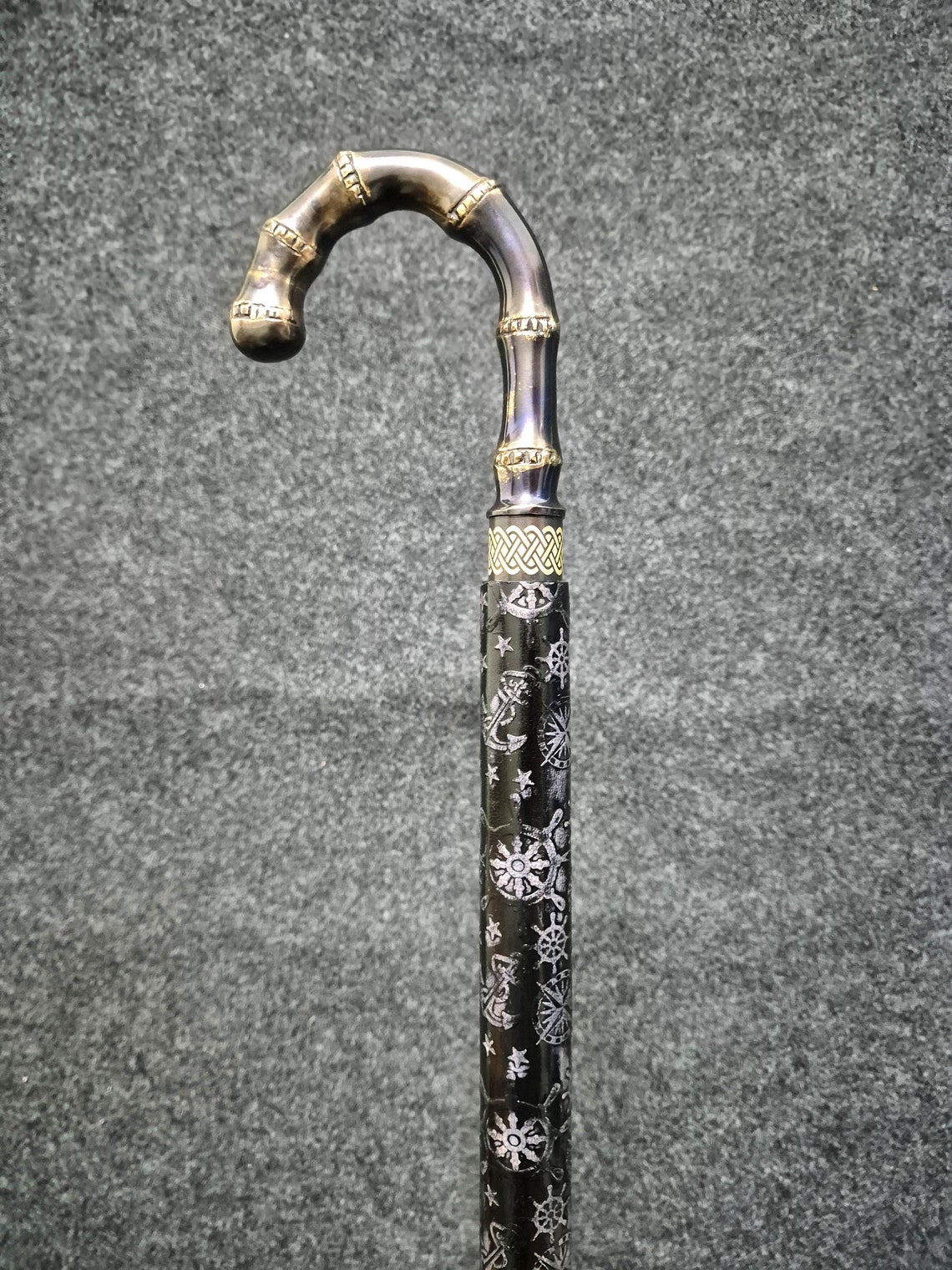 Brass Handle Walking Cane - Wooden Walking Cane for Men & Women- Wood ...