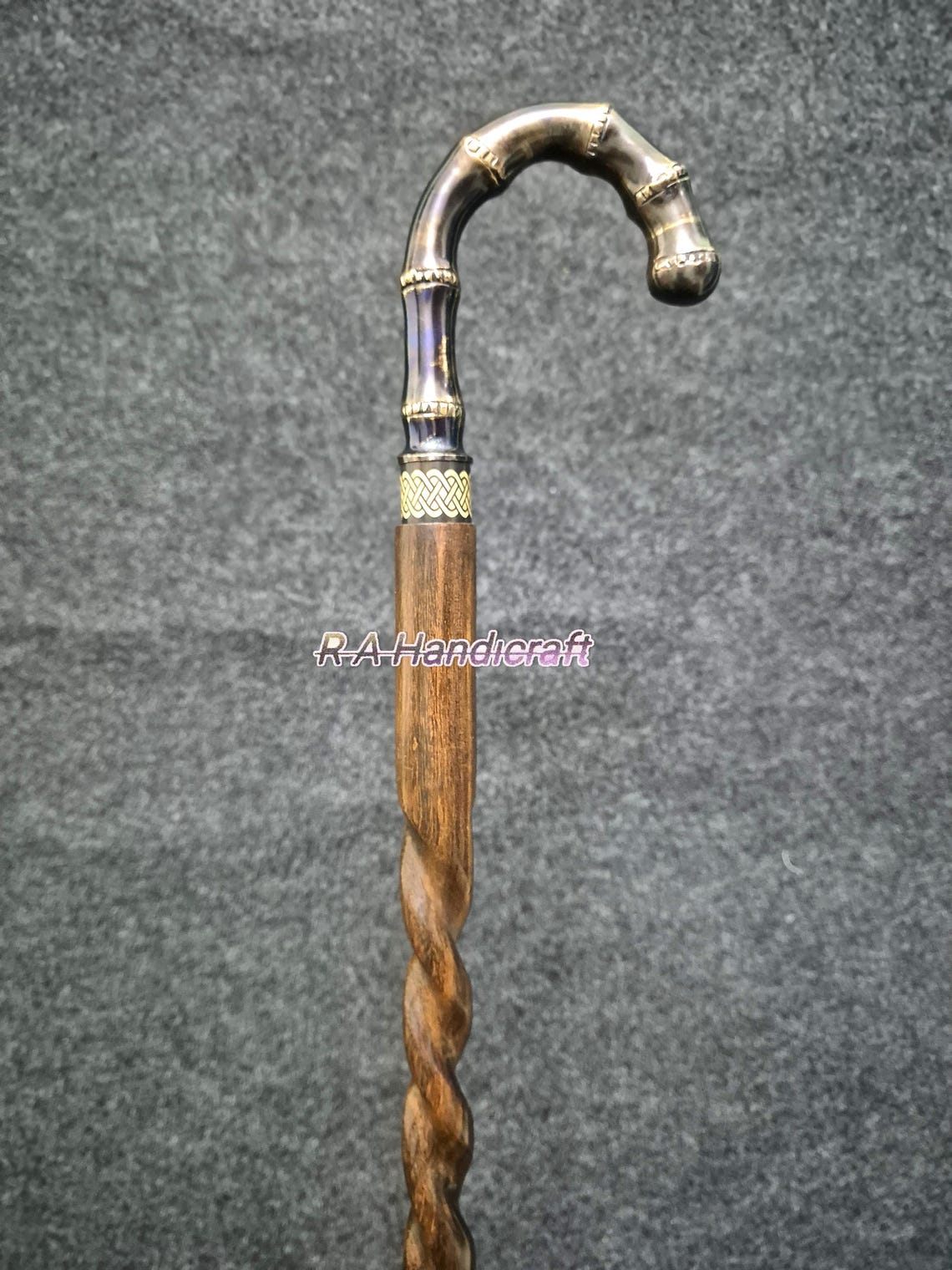 Brass Handle Walking Cane - Wooden Walking Cane for Men & Women- Wood ...