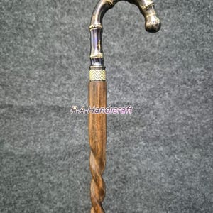 Brass Handle Walking Cane - Wooden Walking Cane for Men & Women- Wood ...