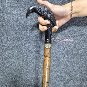 Gothic Raven Walking Cane: Brass Handle, Hand-carved Wooden Stick - Etsy