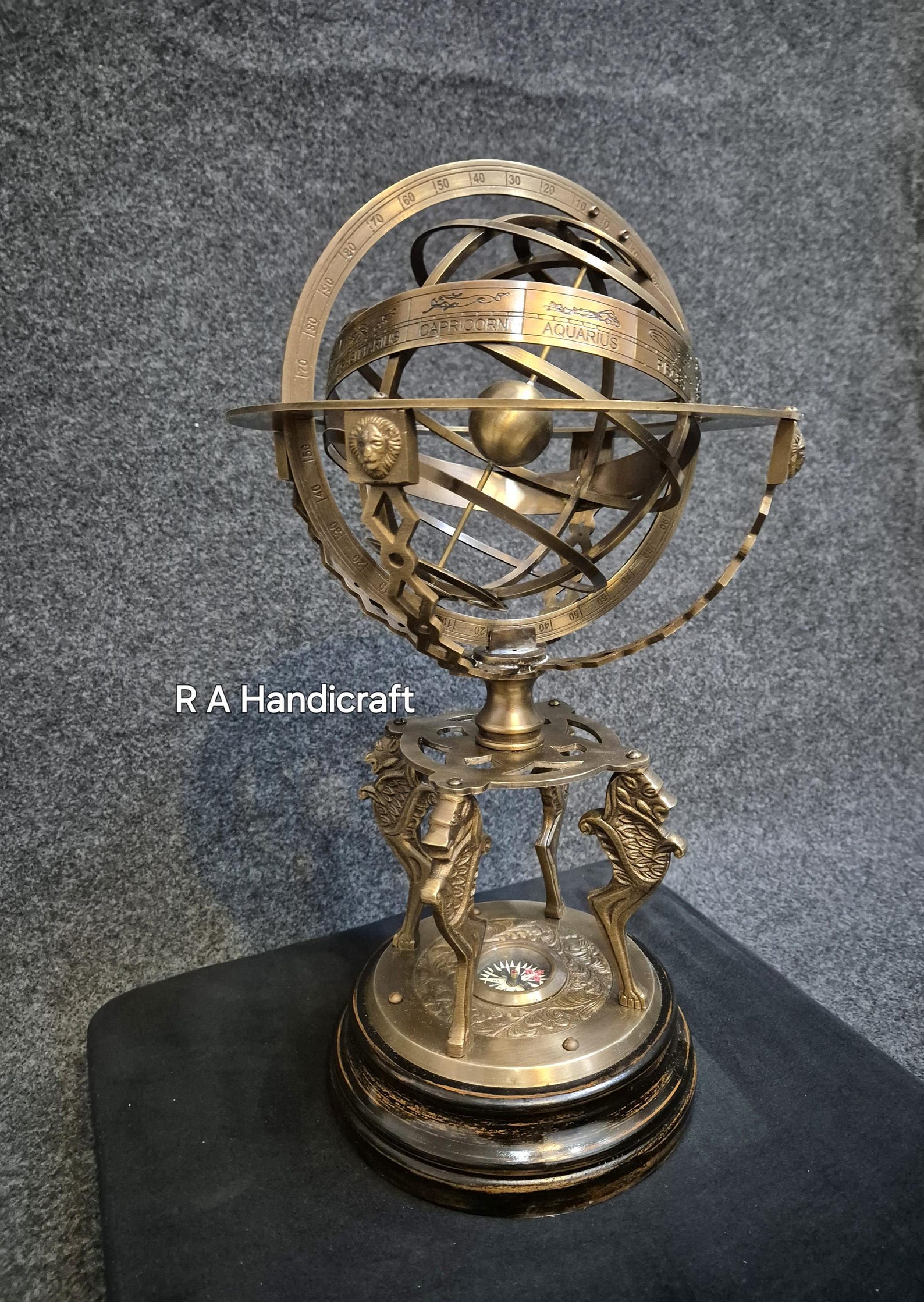 18'' Astrolabe Brass Armillary Globe With Working Compass | Brass Lion ...