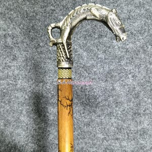 Black Antique Horse Head Walking Cane - Victorian Brass Handle, 38 ...