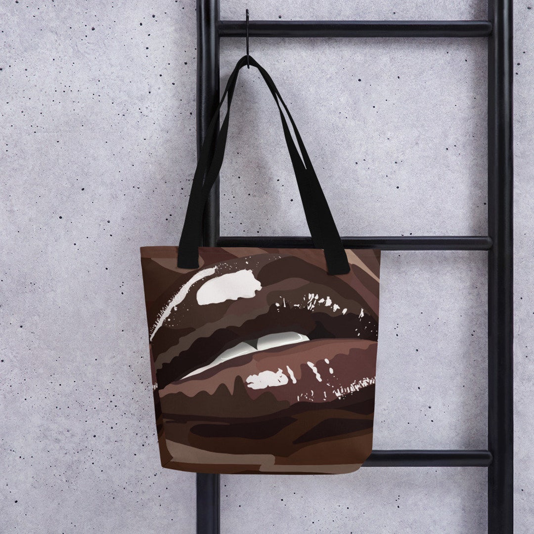 Lips Tote Bag Black Girl and Her Lipgloss - Etsy