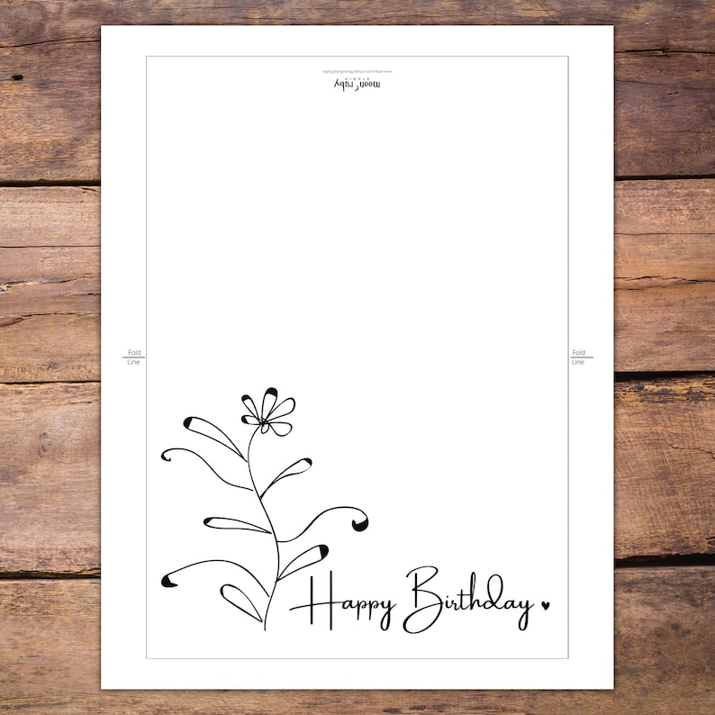 Minimalist Abstract Flower Printable Birthday Card Blank - Etsy