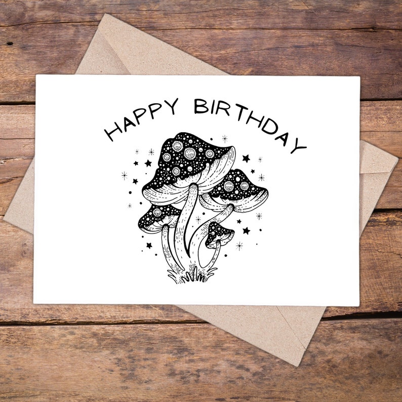 Printable Birthday Card Happy Birthday Psychedelic Mushroom - Etsy