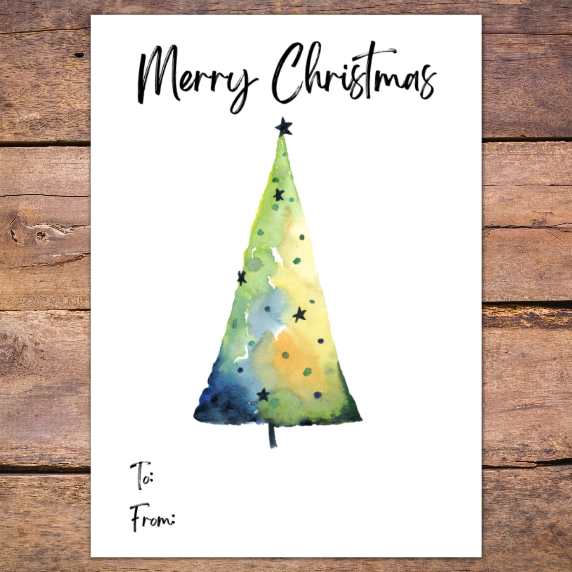 Printable Christmas Gift Tags, Mini Cards, Watercolor Christmas Tree ...