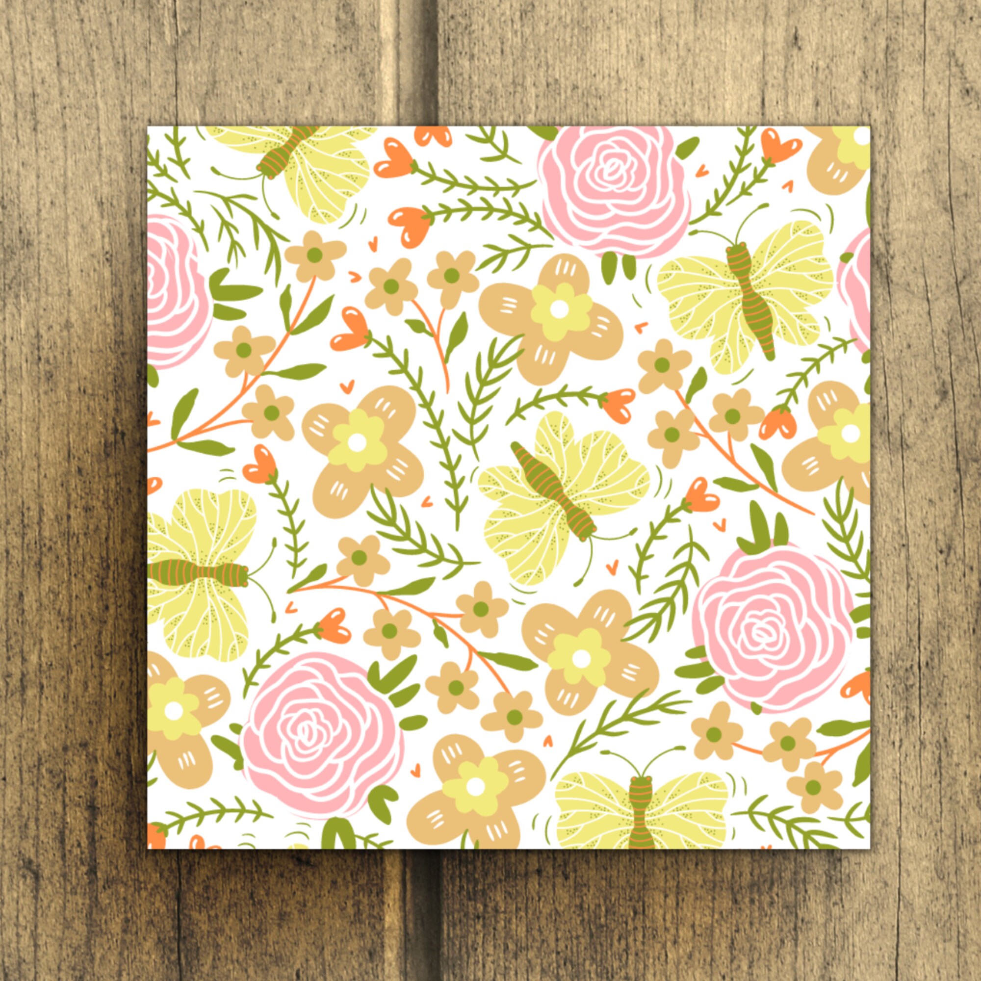 Printable Mini Greeting Cards, 2.5 X 2.5 Folded Cards, Floral Pattern ... Printable Mini Greeting Cards, 2.5 X 2.5 Folded Cards, Floral Pattern ...