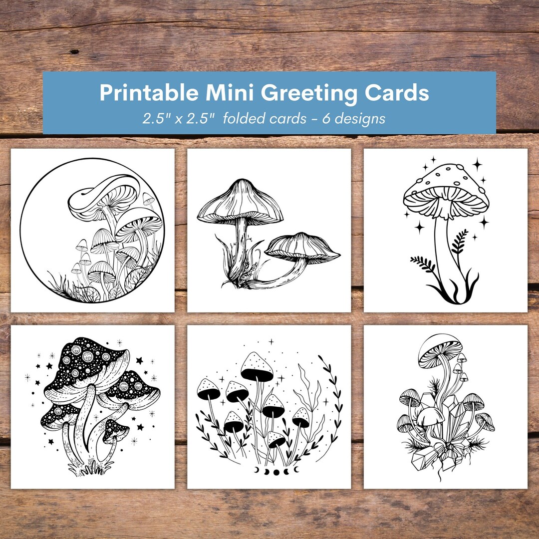 Printable Cards, Mini Greeting Cards, Lunch Notes, 2.5 X 2.5 Folded ...