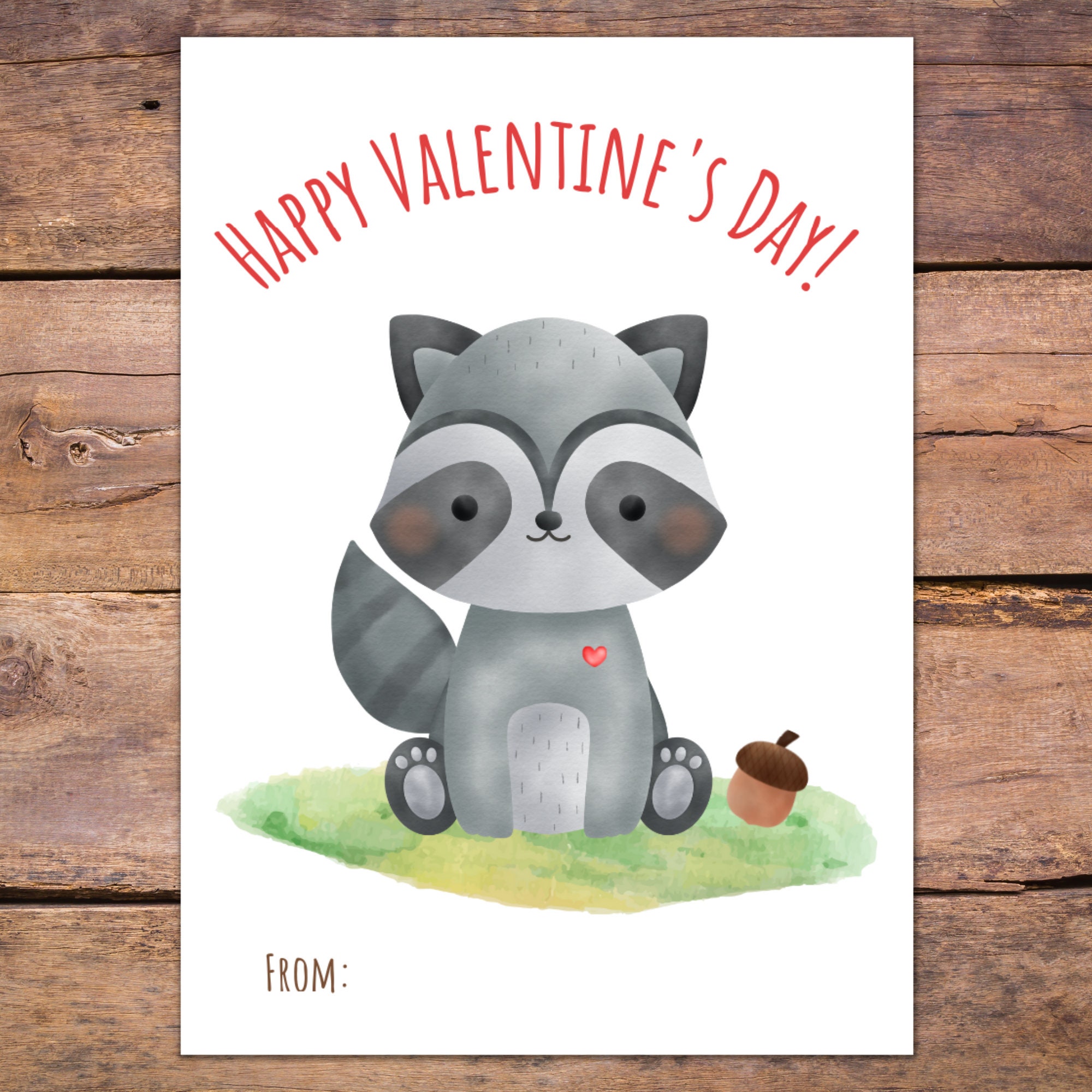 Kids Printable Valentine Cards, Woodland Animal Theme, 2.5 X 3.5 Inches ...