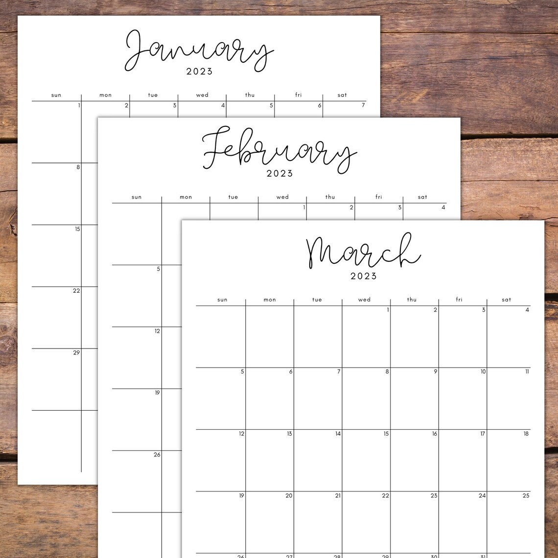 Minimalist 2023 Printable Calendar Simple Calendar Sunday - Etsy Australia