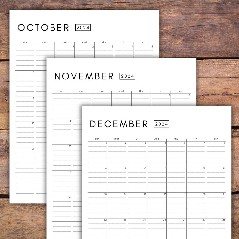 2024 Printable Calendar With Text Lines Simple Calendar Clean Font ...