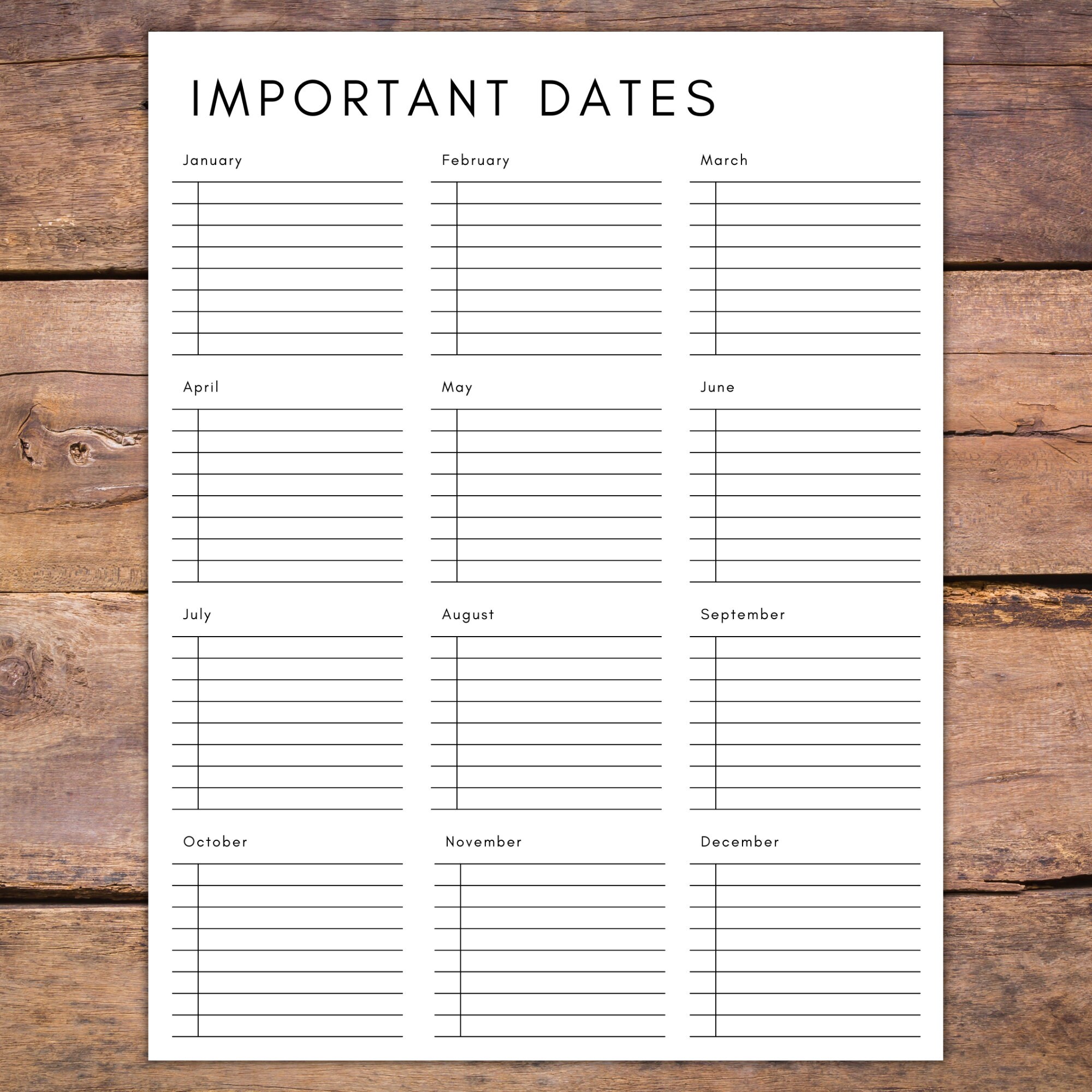 Minimalist Year of Important Dates Modern Simple Design Year at A ...