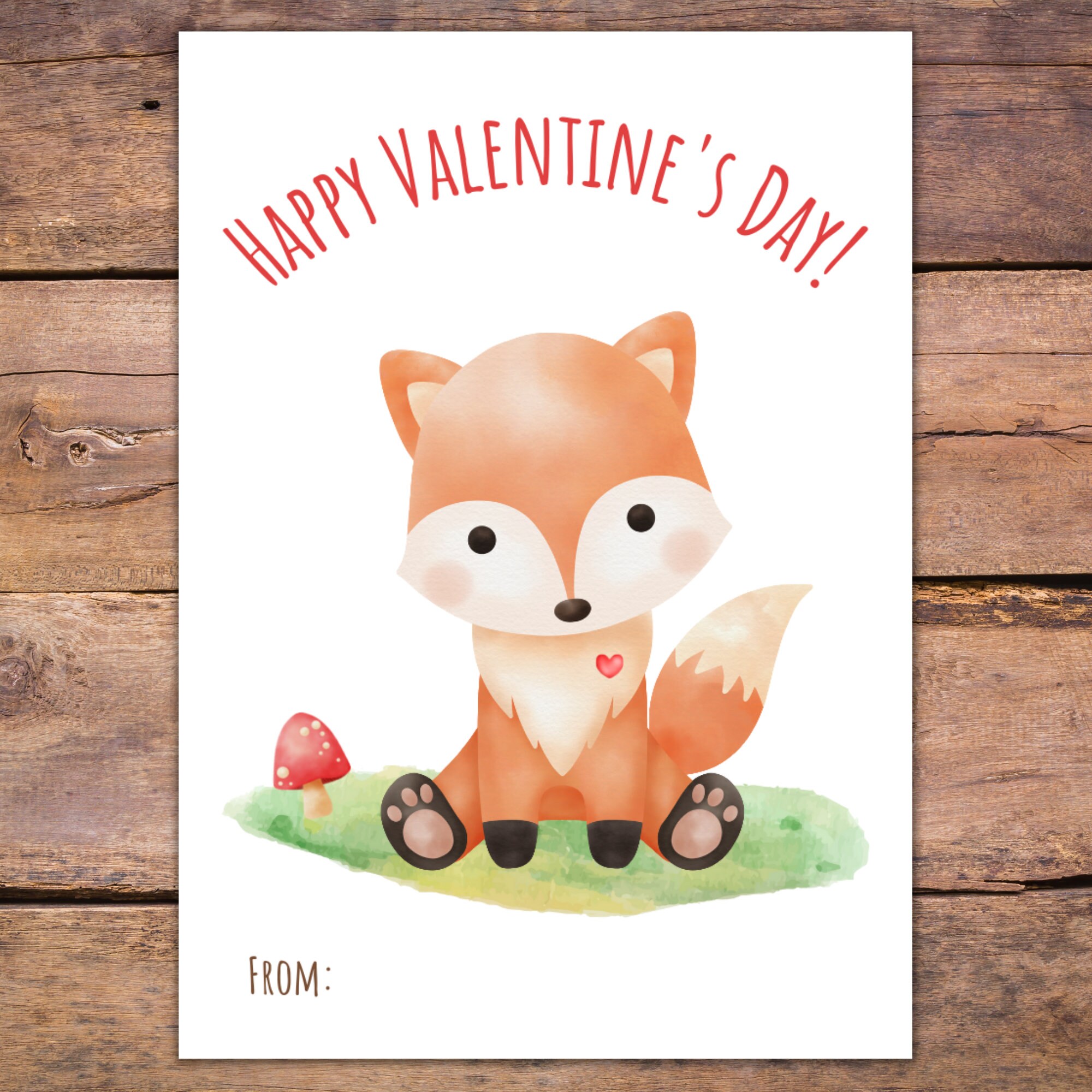 Kids Printable Valentine Cards, Woodland Animal Theme, 2.5 X 3.5 Inches ...