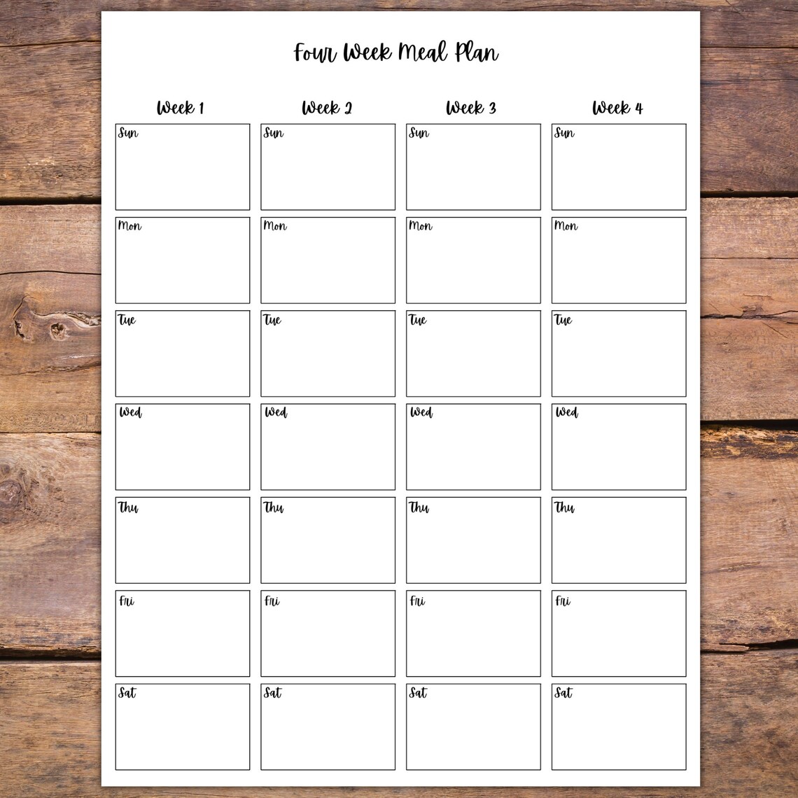 Printable Weekly Meal Planner 4 Weekly Planner Designs & 1 Four Week ...