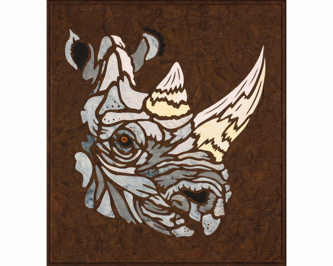 Rhino Laser Cut Applique Kit (21x20"), Prefused Precut Fabric, DIY ...