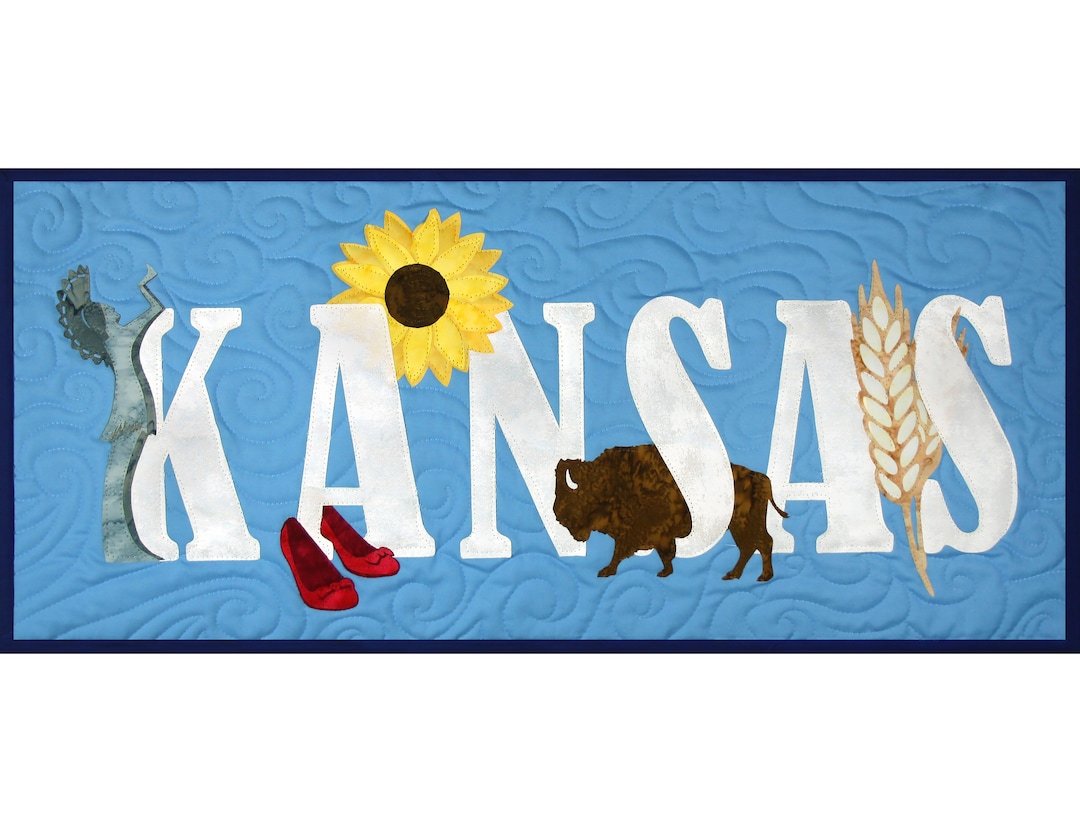 Kansas Laser Cut Applique Kit, Prefused Fabric Applique, Applique Kit ...