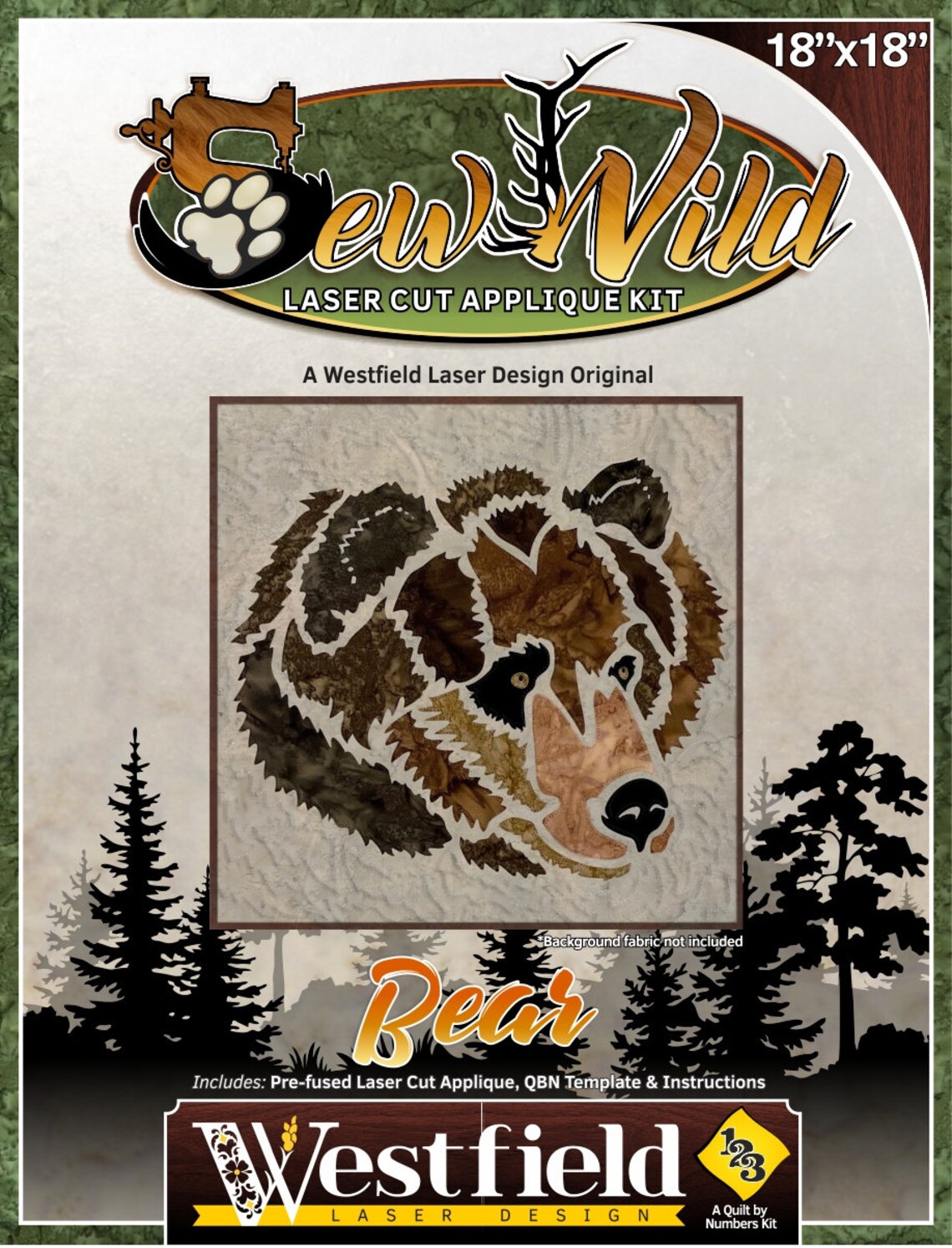 Bear Laser Cut Applique Kit, Prefused Fabric Applique, Applique Kit ...