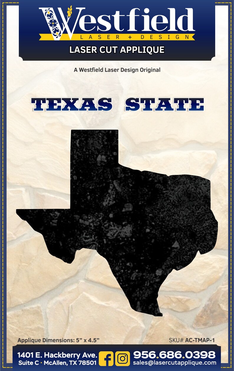 Texas Shape - Laser Cut Applique Kit,prefused Fabric Applique,applique ...