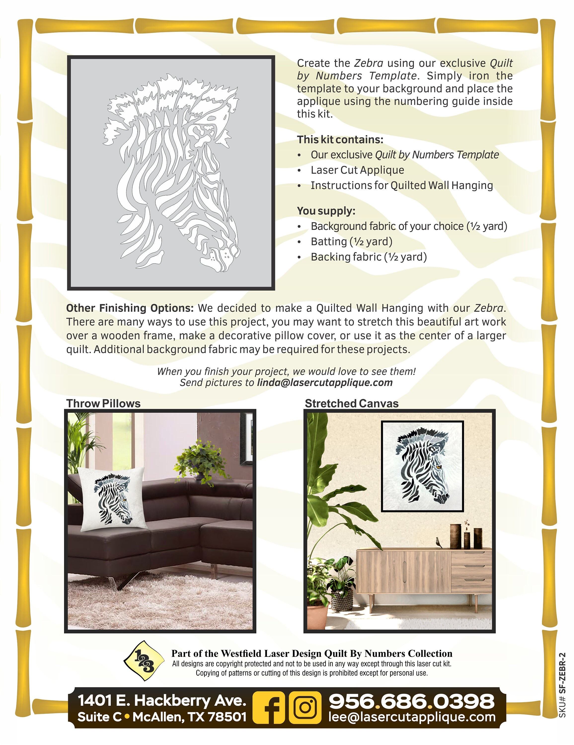 Zebra Laser Cut Applique Kit Prefused Fabric Applique - Etsy