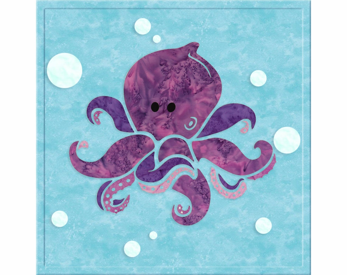 Octopus - Laser Cut Applique Kit, Prefused Fabric Applique, Applique ...