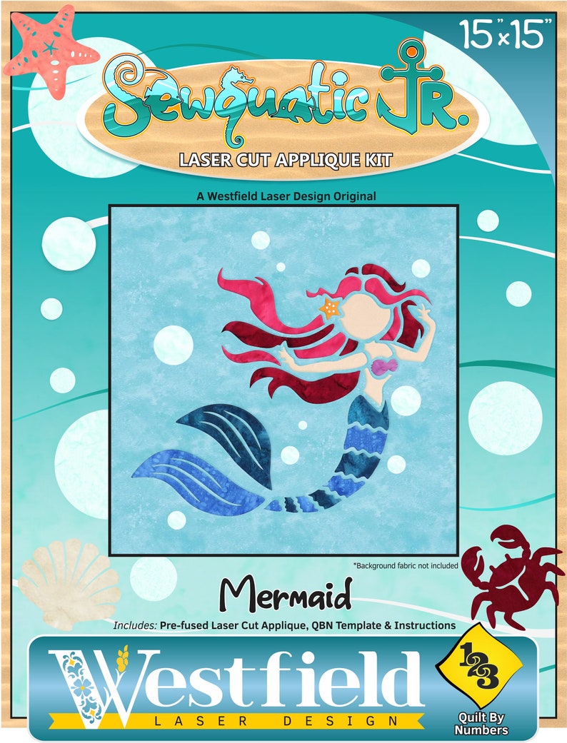 Mermaid Laser Cut Applique Kit Prefused Fabric Applique - Etsy