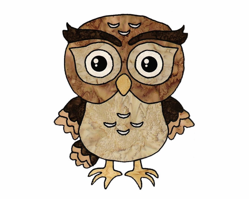 Ollie Owl Laser Cut Applique Kit, Prefused Fabric Applique, Applique ...