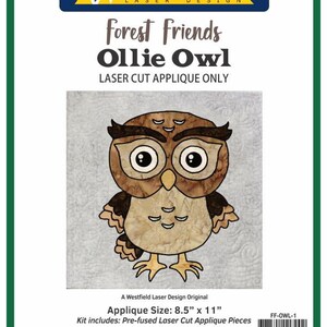 Ollie Owl Laser Cut Applique Kit, Prefused Fabric Applique, Applique ...