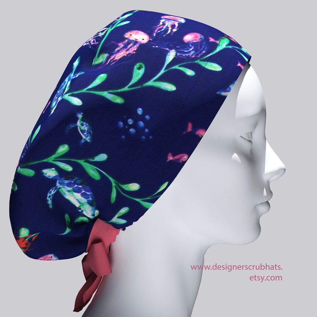 Ocean Scrub Caps for Women.ponytail Scrub Cap for Nurse,surgical Cap ...