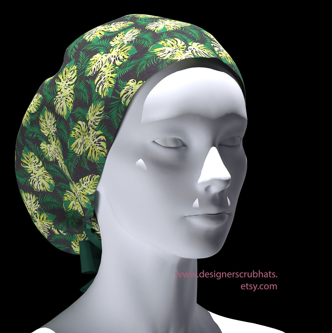 Monstera Scrub Cap Plant, Scrub Caps for Women, Bouffant Scrub Cap for ...
