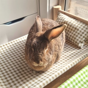 Rabbit Bunny Pet Bed, Wooden Bed With Pillow and Bedsheet Set, Multi ...