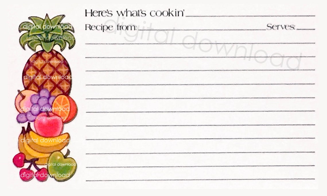 Vintage Recipe Card - Digital Download - Etsy