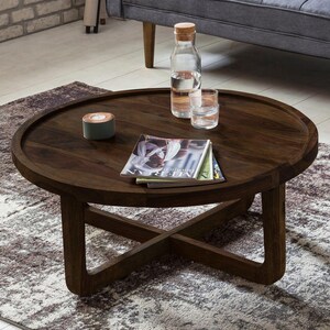 Coffee Table, Solid Wood Curved Coffee Table, Round Coffee Table, Unique Coffee Table, Handmade ...