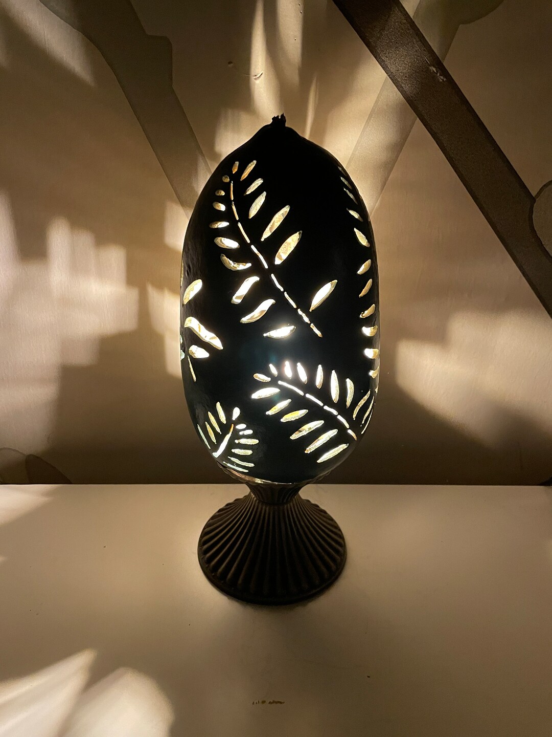 Gourd Lamp - Light Object - Lamp Shade - Night Lamp - Leaves - Etsy